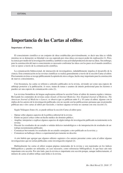 Ejemplos De Carta Al Editor
