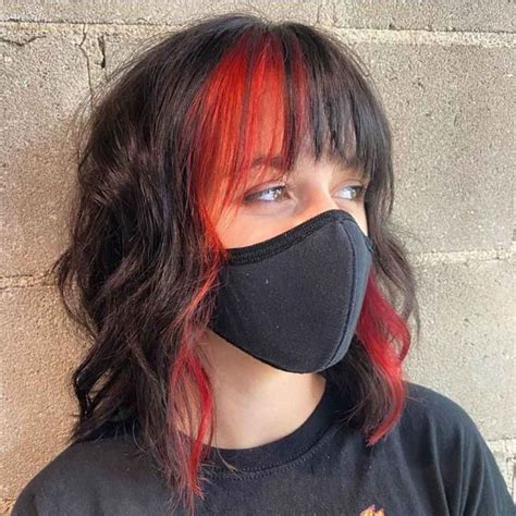 24 Wolf Cuts With Colored Bangs HairAide In 2024 Colored Bangs