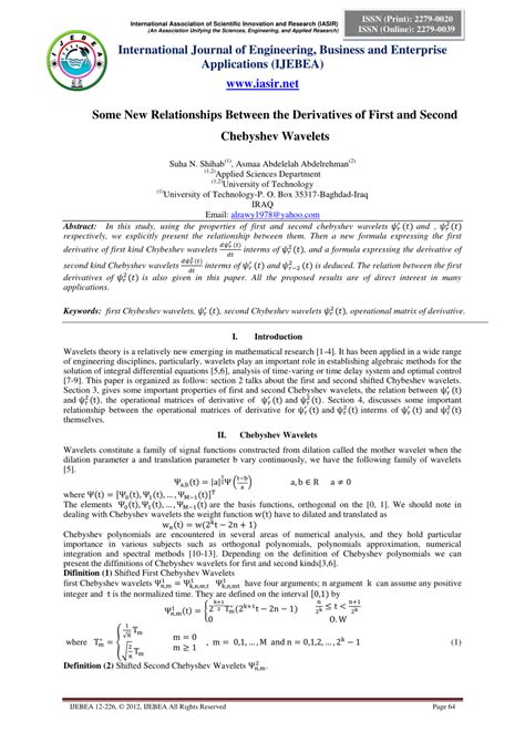 pdf some new relationships between the derivatives of first and second chebyshev wavelets