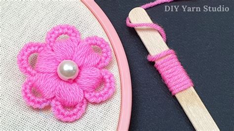 Amazing Trick With Ice Cream Stick Easy Woolen Flower Craft Ideas