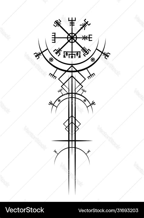 Vegvisir Compass Magic Ancient Viking Art Deco Vector Image