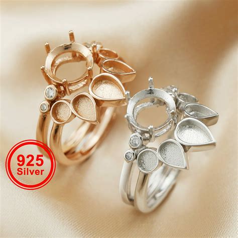 Keepsake Breast Milk Resin Round Ring Settings Stackable 8MM Main Stone