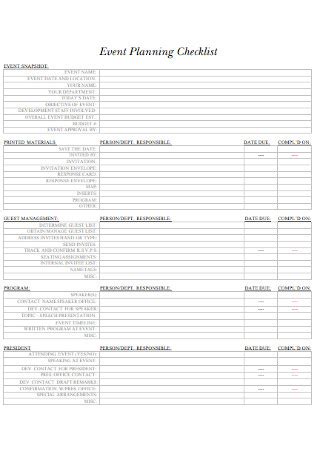 Event Planning Checklist Template Pdf