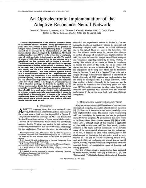 pdf optoelectronic implementation of the adaptive resonance neural network