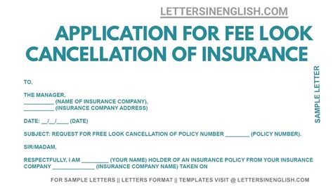 Application For Cancellation Of Insurance Policy Letter For