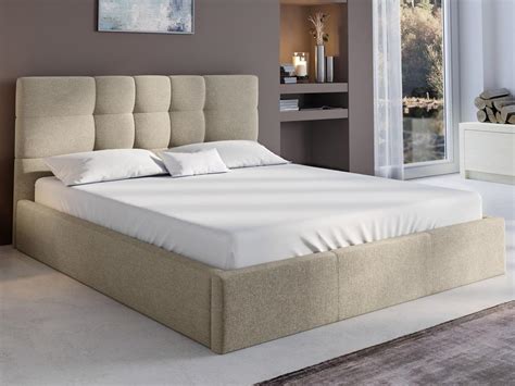 Cama arcón 180 x 200 cm de tela beige colchón ELIAVA