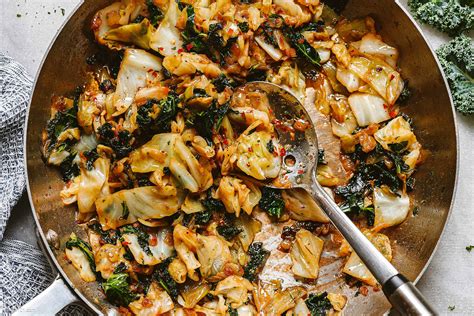 Garlic Sautéed Cabbage Kale Skillet Recipe Sauteed Cabbage Recipe