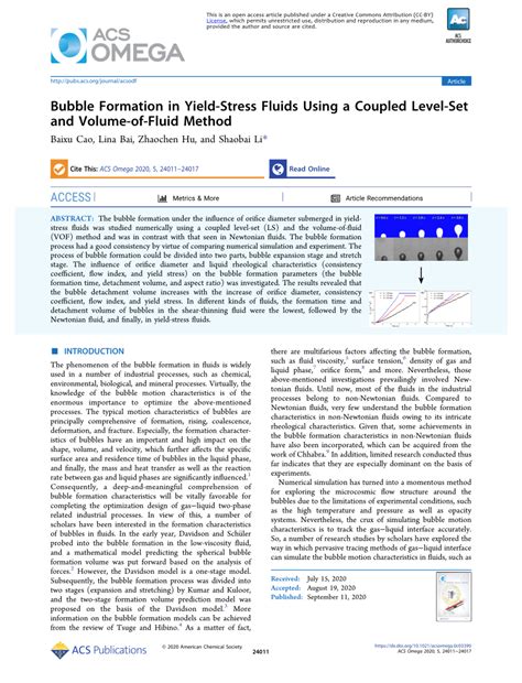 pdf bubble formation in yield stress fluids using a coupled level set and volume of fluid method