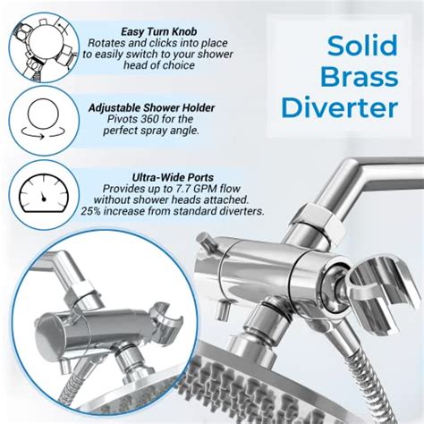 Hammerhead Showers Metal Dual Shower Head Combo — 8 Inch Rain Showerhead And High Pressure