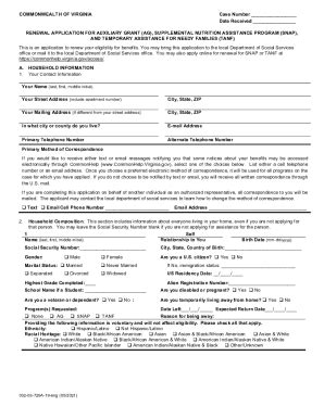 Va Renewal Application For Auxiliary Grant Ag Supplemental Nutrition