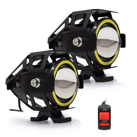 Farol De Milha Moto O Par Interruptor Universal Angel Eyes Led