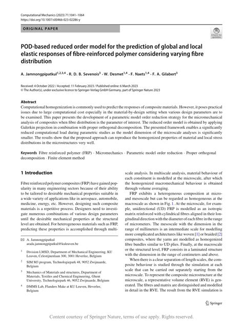 pod based reduced order model for the prediction of global and local elastic responses of fibre