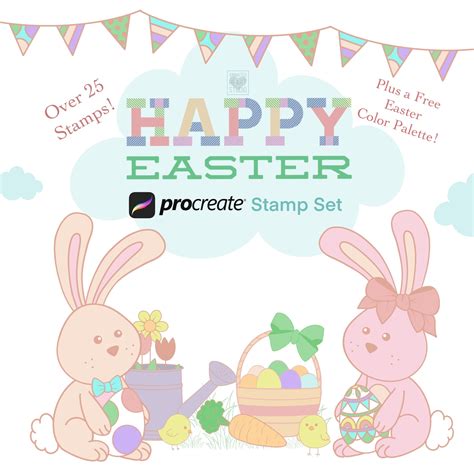Procreate Easter Stamps Procreate Easter Bunny Stamps Easter Brush