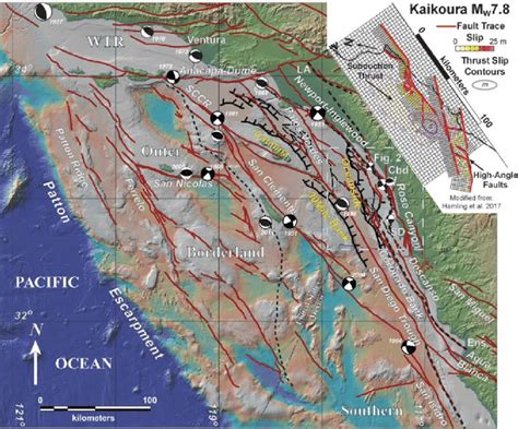 Map Showing Major Faults Offshore Southern California Low Angle Normal