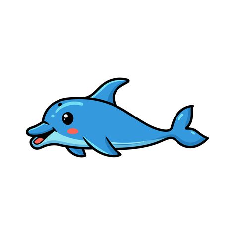 Lindo Peque O Delf N De Dibujos Animados Nadando Vector En