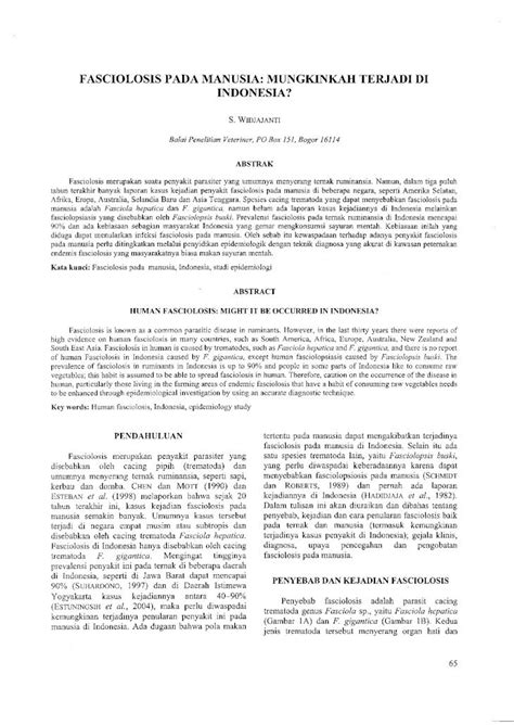 PDF Fasciolosis Pada Manusia Mungkinkah Terjadi Di Indonesia