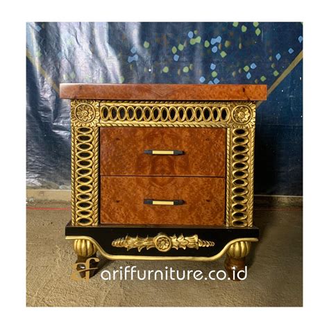 Meja Nakas Kamar Tidur Veneer Jati Mewah Toko Furniture Jepara Jati