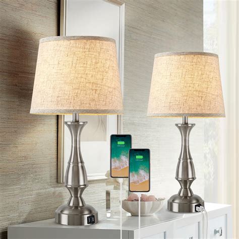 QiMH Lot de 2 lampes pour chambre à coucher lampes de table à contrôle