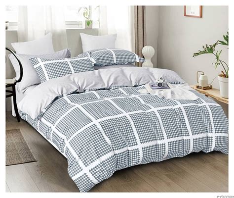 Komplet pościeli dwustronnej białej 160x200 w pepitkę sklep E Ekomax