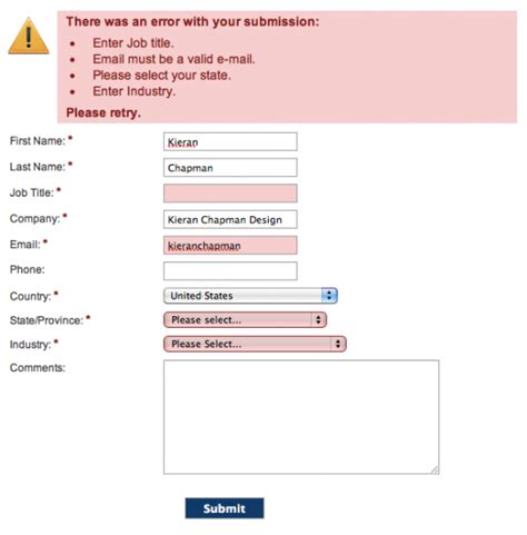 Where Is The Best Place To Show Validation Error Messages In A Form