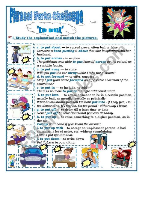 Phrasal Verbs Challenge To Put ESL Worksheet By Gapusja