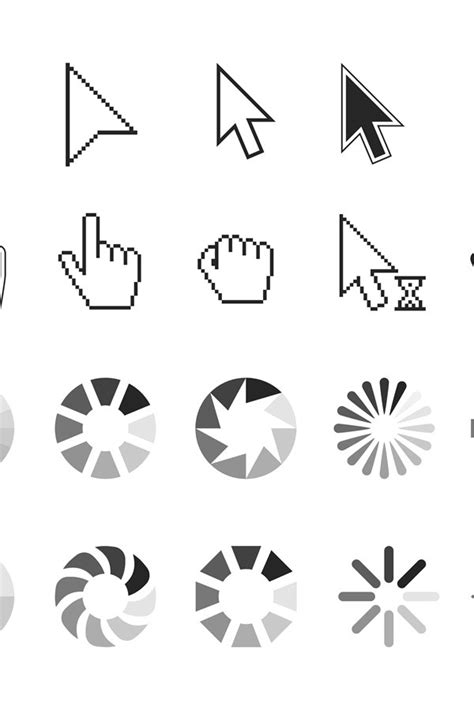 Pointer Icons Hand Cursor Click Wait Loading Sign Compute