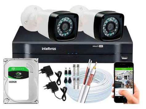 Kit Cftv 2 Cameras Segurança 720p Full Hd Dvr Intelbras 4ch c Hd