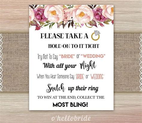 Printable Bridal Shower Games Printable Don T Say Bride Etsy