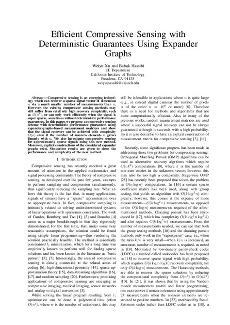 pdf efficient compressive sensing with deterministic guarantees using expander graphs weiyu
