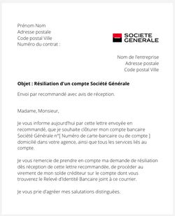 Comment résilier un compte bancaire Société Générale SG
