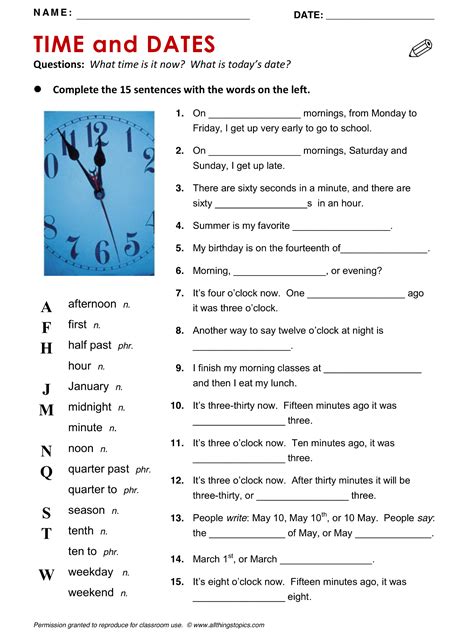 Writing Dates Grammar