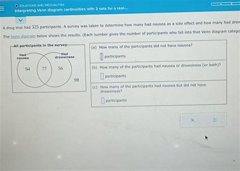 EQUATIONS AND INEQUALITIES Interpreting Venn Diagram Cardinalities With