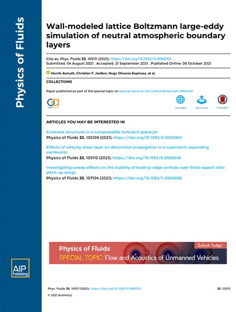 pdf wall modeled lattice boltzmann large eddy simulation of neutral atmospheric boundary layers