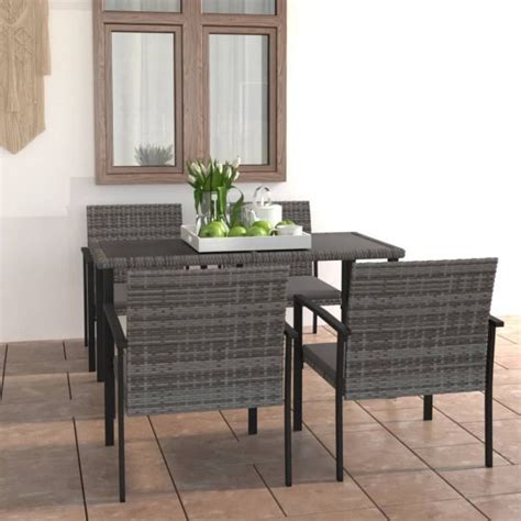 Pe As Conjunto De Jantar Para Jardim Vime Pe Cinzento