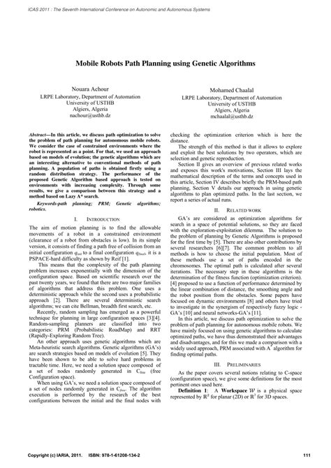 pdf mobile robots path planning using genetic algorithms