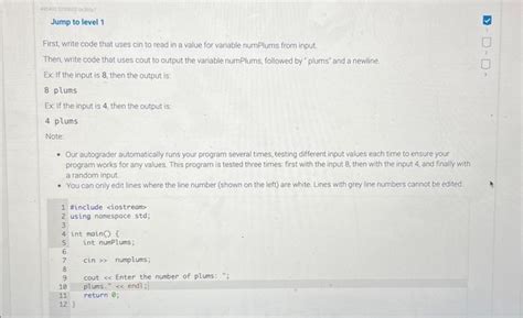solved jump to level 1 first write code that uses cin to