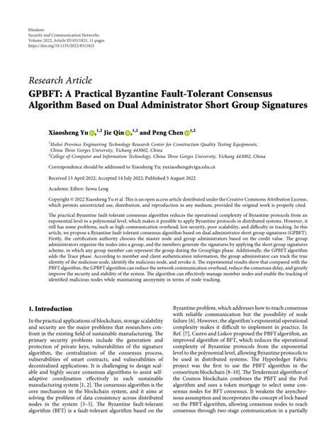 pdf gpbft a practical byzantine fault tolerant consensus algorithm based on dual