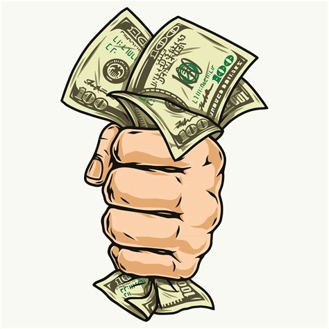 Colorful Money In A Hand Vector Illustration Dope Cartoons Dope