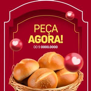 Delivery Peça Agora Pães Padaria Social Media PSD Editável download