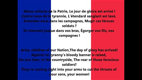 La Marseillaise Anthem Of France Lyrics YouTube
