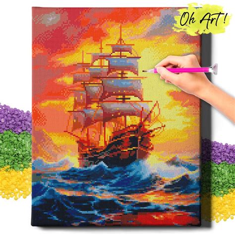 Diamond Painting D Z Ram Statek Haft Diamentowy Du Y Statek Na Morzu