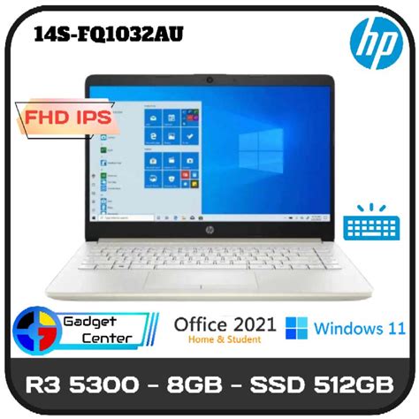 Jual LAPTOP HP 14S FQ1032AU RYZEN 3 5300U 8GB SSD 512GB WIN 11 OHS