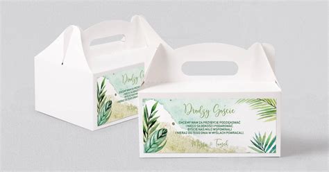 Pudełko na ciasto weselne Tropical Motyw 4