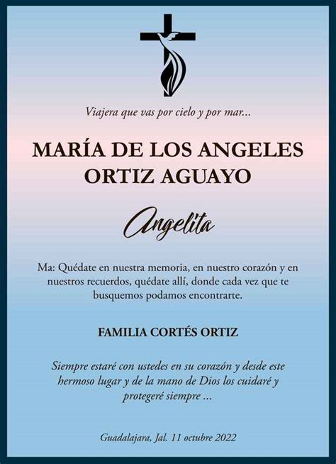 María de los Ángeles Ortiz Aguayo Obituario Esquela