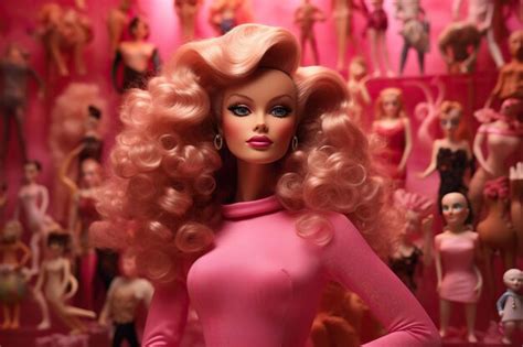 Premium AI Image A Barbie Doll With Pink Hair And A Pink Dress