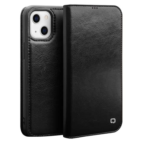 QIALINO Eleganckie Skórzane Etui do iPhone 13 Mini czarne RencaGSM pl