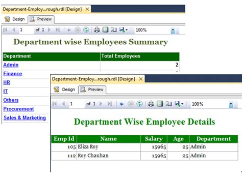 Microsoft Business Intelligence Data Tools SSRS Drill Through Report