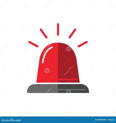 Red Flasher Siren Vector Realistic Object Light Effect Beacon For