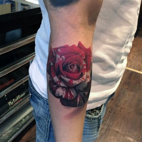 3D Realistic Multicolored Detailed Rose Tattoo On Arm Tattooimages Biz