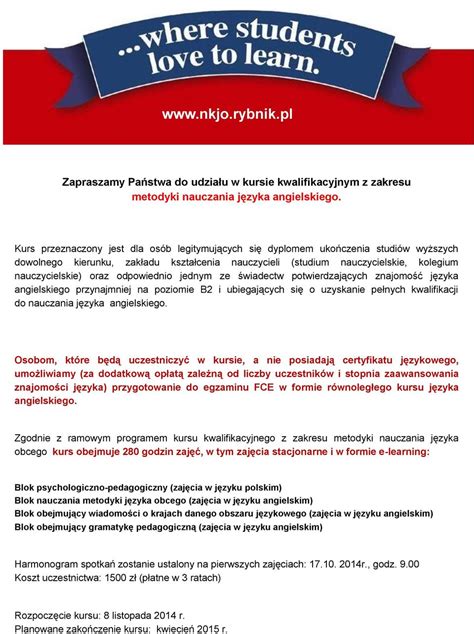 KURS KWALIFIKACYJNY metodyczno pedagogiczny do nauczania języka